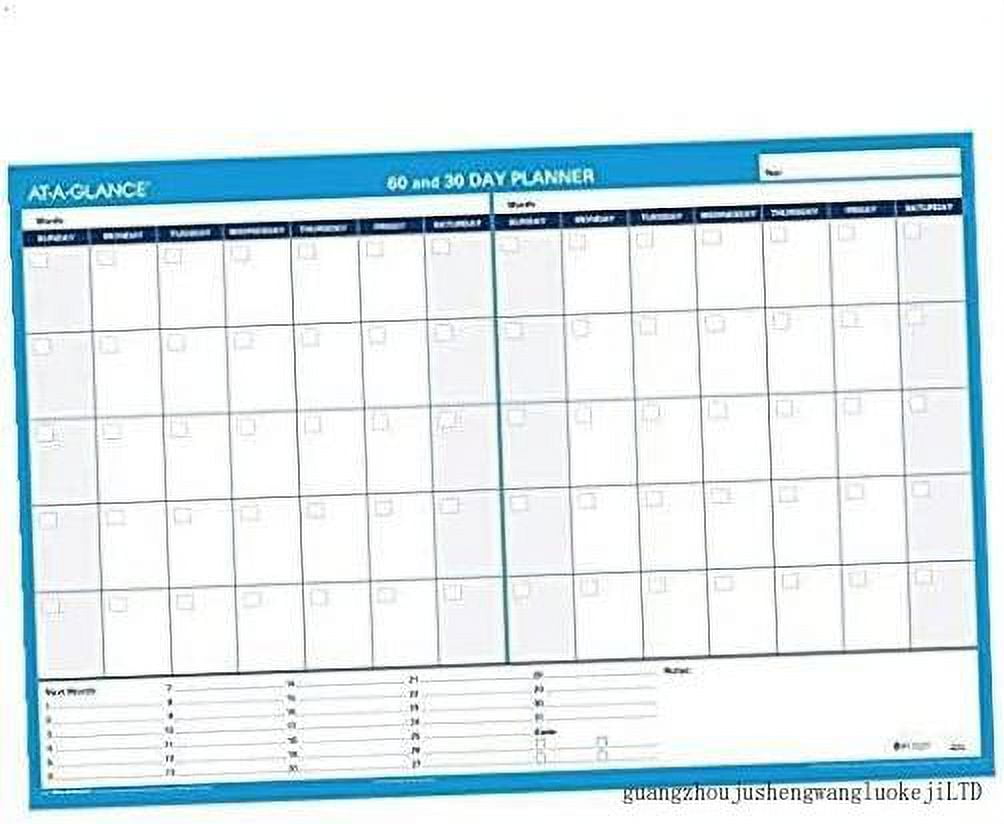 Wall ner / Calendar, Undated, Erasable, 30/60-Day, 36 X 24, White/Blue ...