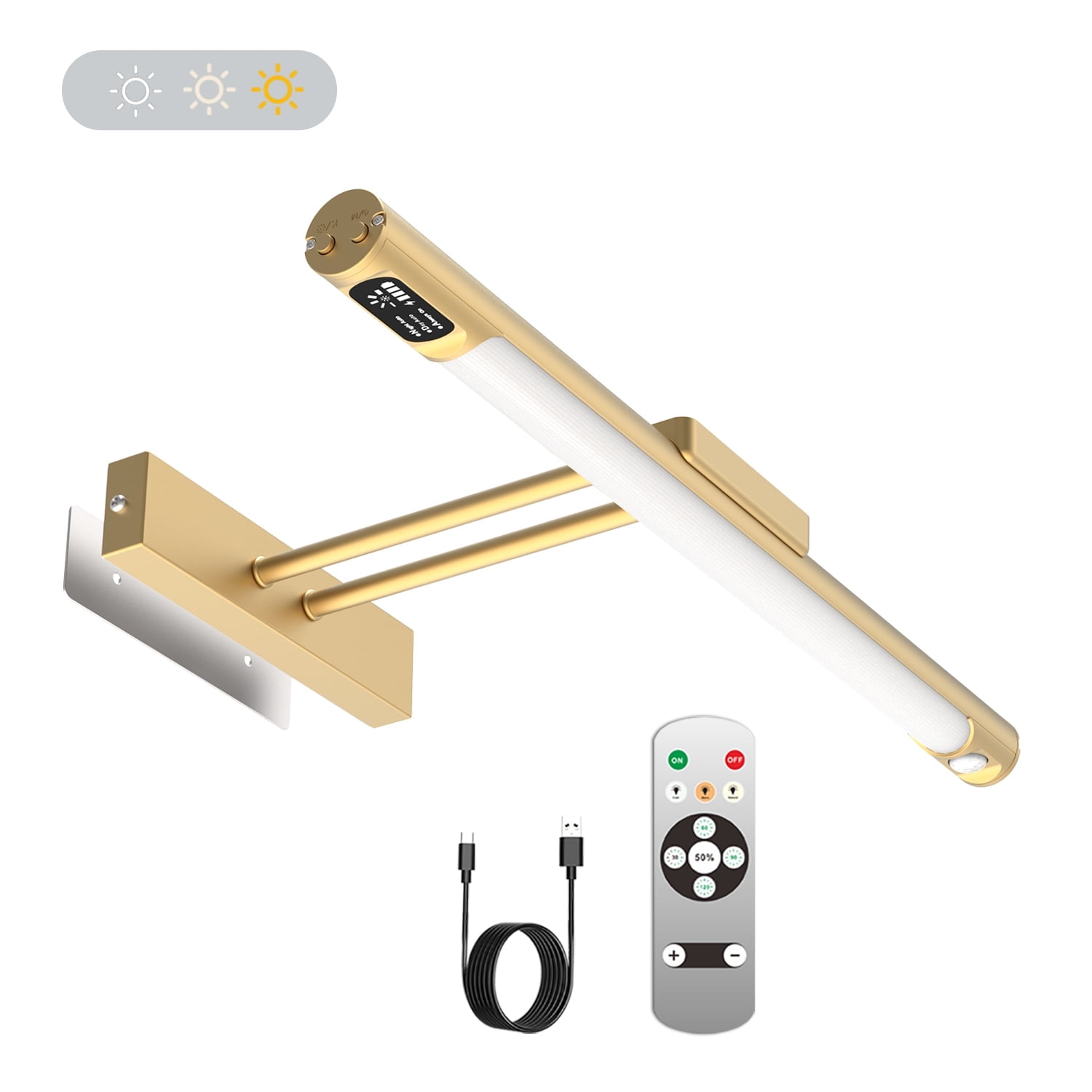 Wall picture light, battery powered wall light rechargeable, with ...