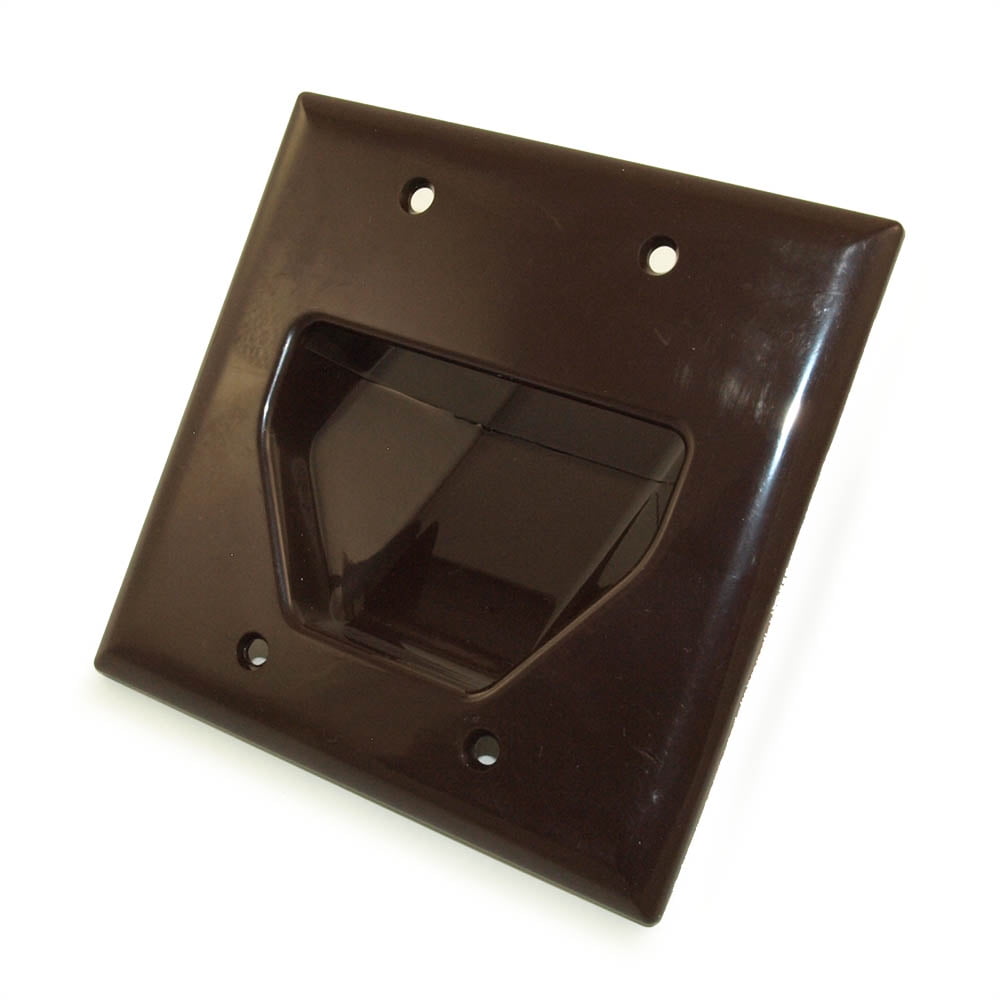 Wall plate: Double-Gang Recessed Cable Pass-thru, Brown - Walmart.com