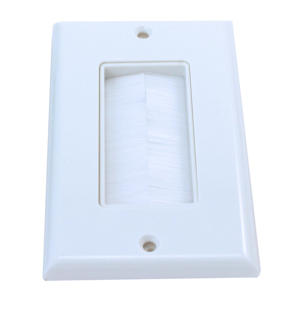 Wall plate: Single-Gang Decora with Brush Pass-thru, White - Walmart.com