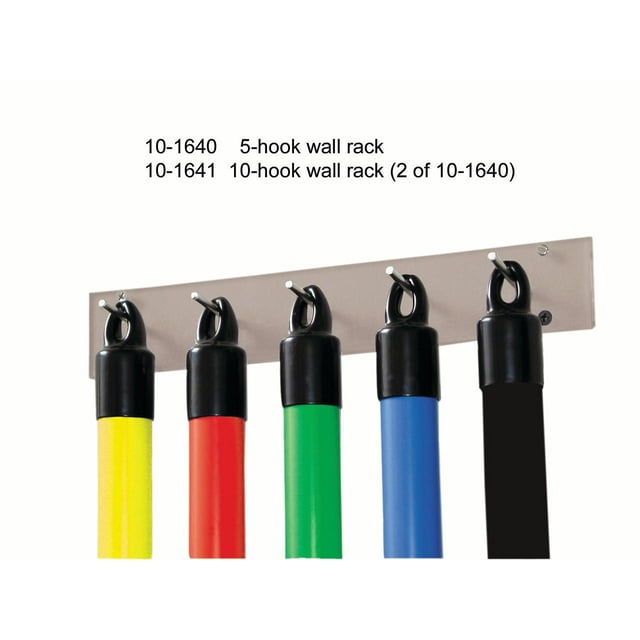 Wall rack for exercise weight bars, 10 hook for CanDo WaTE bars ...