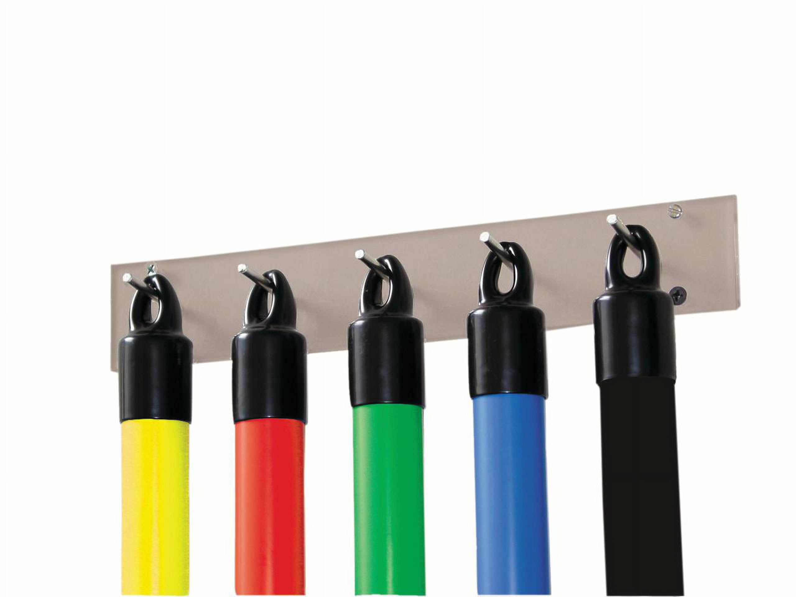 Wall rack for exercise weight bars, 5 hook for CanDo WaTE Bars ...