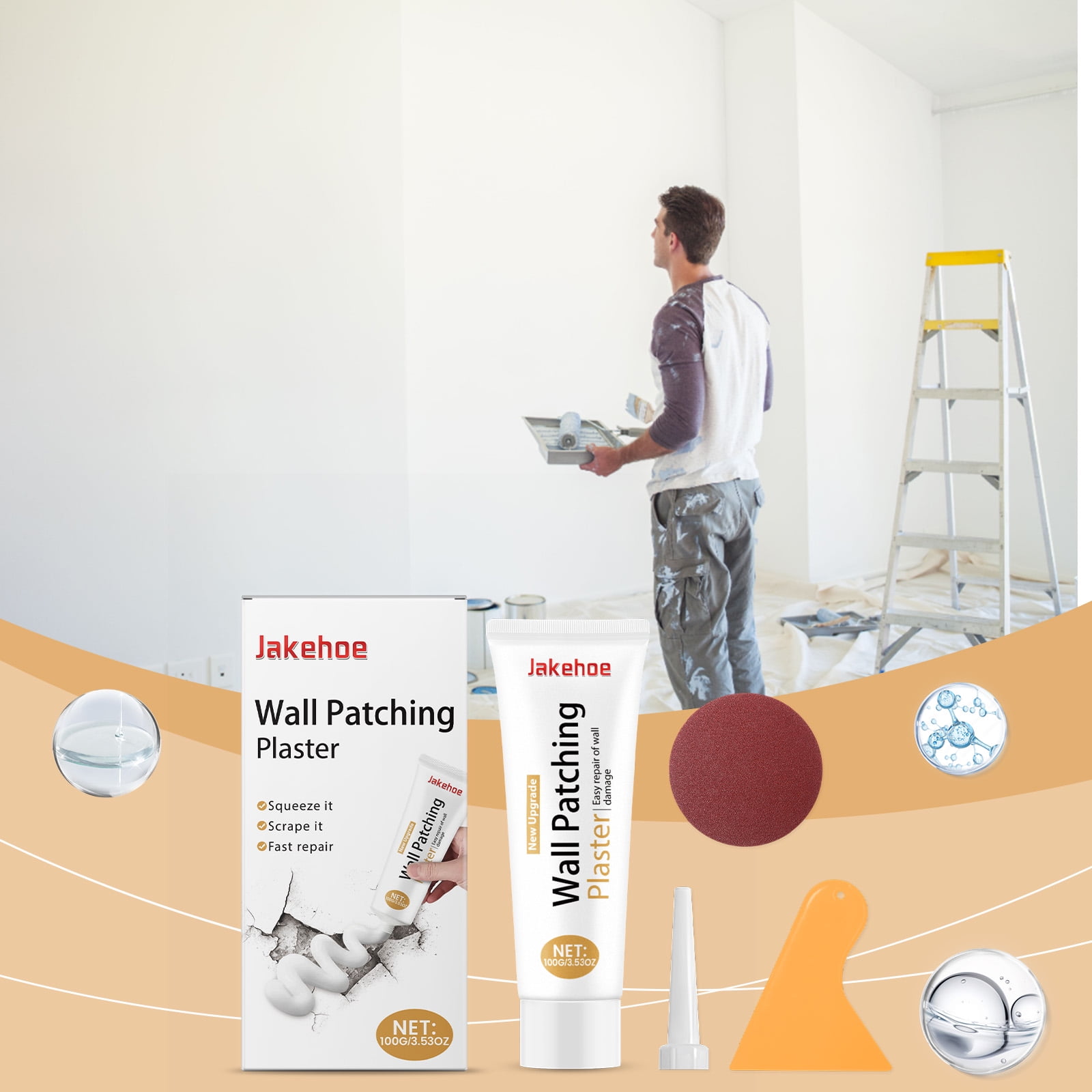 Wall repair kit, peeling and damaged wall holes, repainting and ...