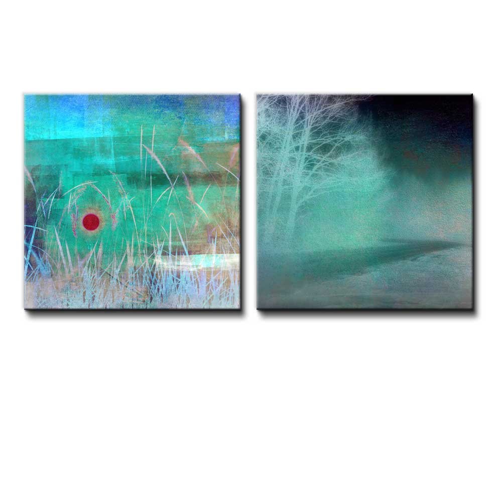 Wall26-2 Piece Exposed Views of The Sun Through Blades of Grass and a ...