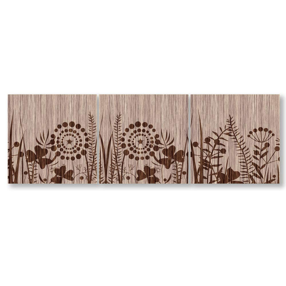 Wall26-3 Panel Canvas Wall Art- Wooden Texture Art -Giclee Painting ...