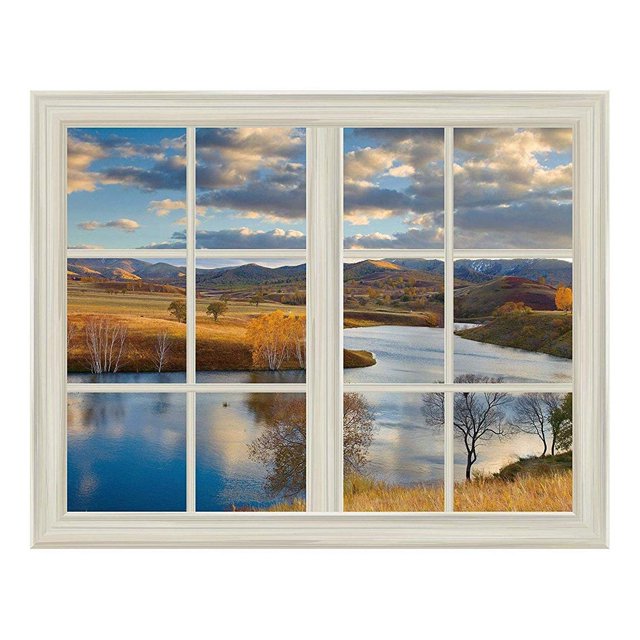Wall26 Autumn Landscape Window View Peel & Stick Wallpaper, 24x32 ...