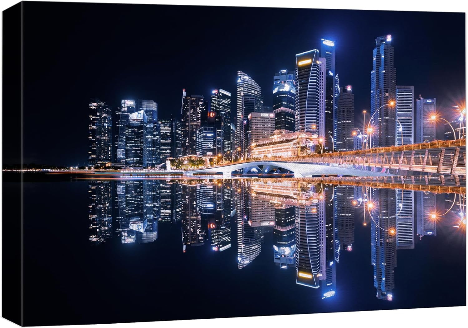 Wall26 Canvas Print Wall Art Futuristic City Reflection Cityscape Print ...