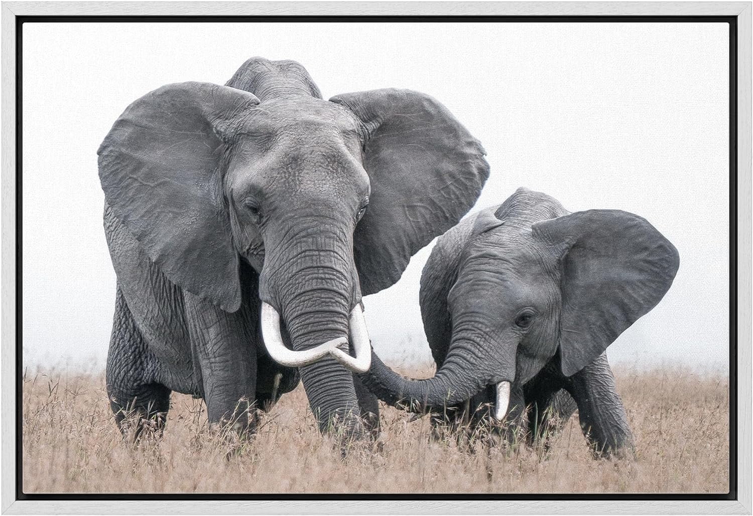 Wall26 Canvas Print Wall Art Safari Jungle Elephant Mom & Child Nature ...