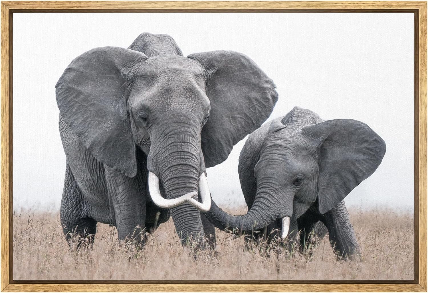 Wall26 Canvas Print Wall Art Safari Jungle Elephant Mom & Child Nature ...