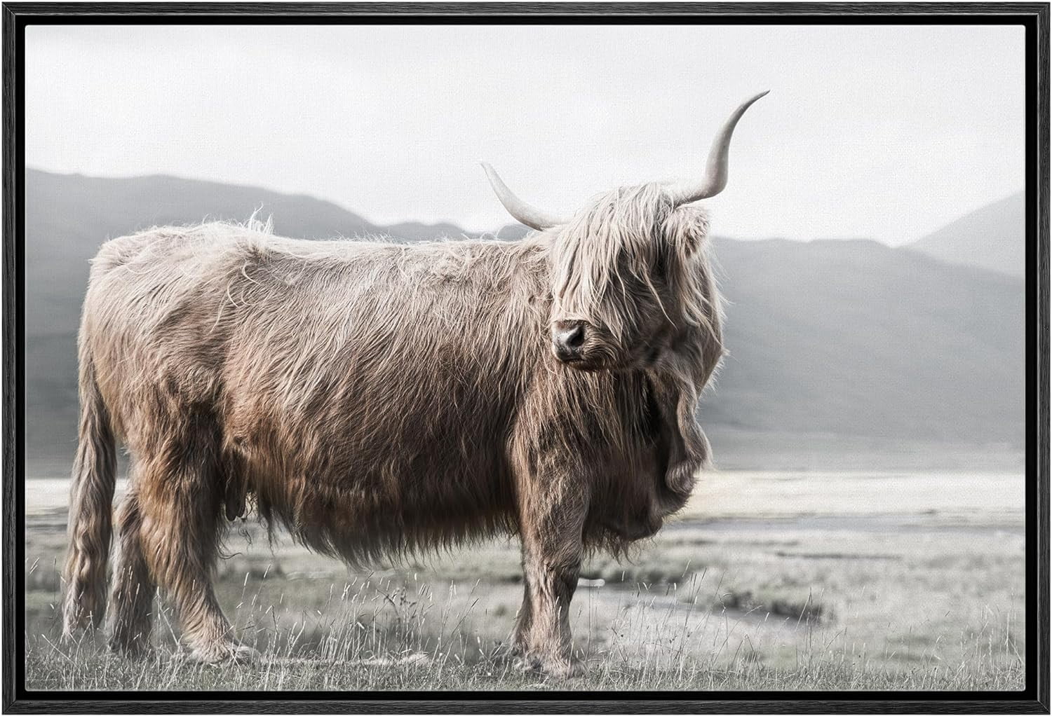Wall26 Canvas Print Wall Art Shetland Cow in Mountain Range Nature ...