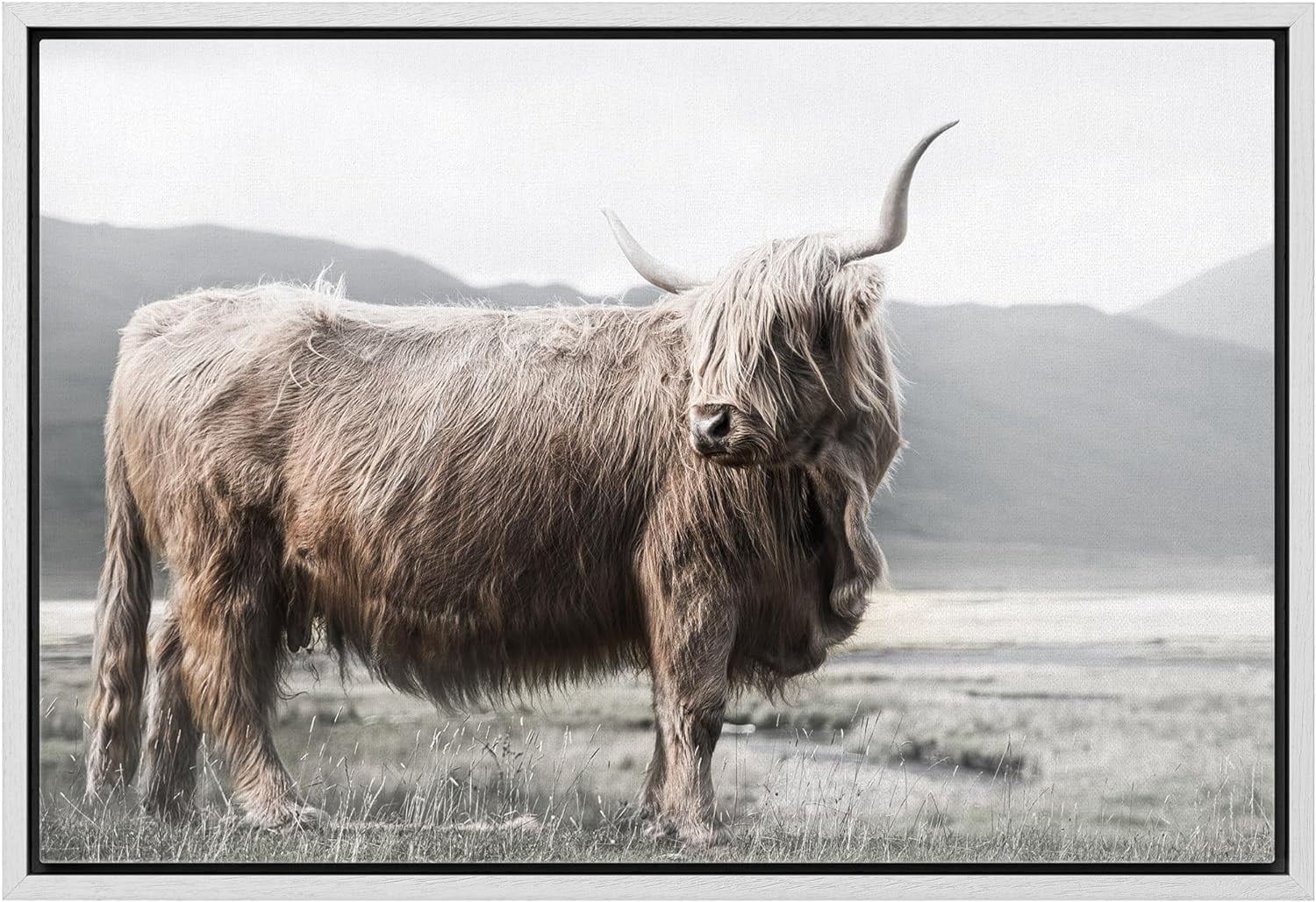 Wall26 Canvas Print Wall Art Shetland Cow in Mountain Range Nature ...