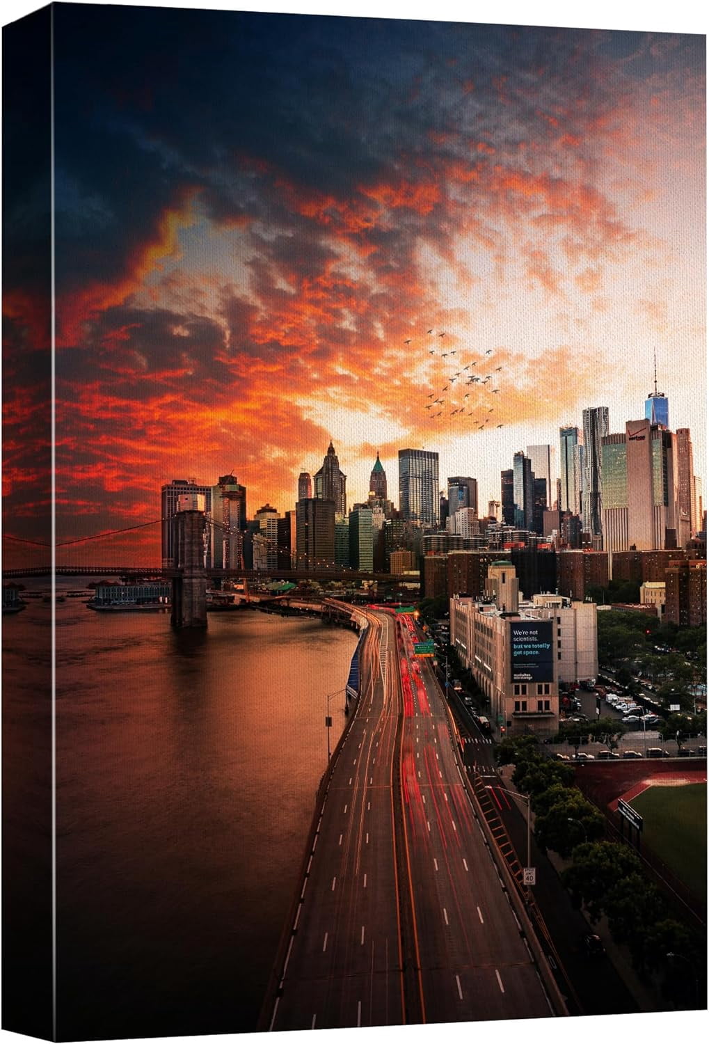 Wall26 Canvas Print Wall Art Sunset Over Bay Harbor City Cityscape Art ...