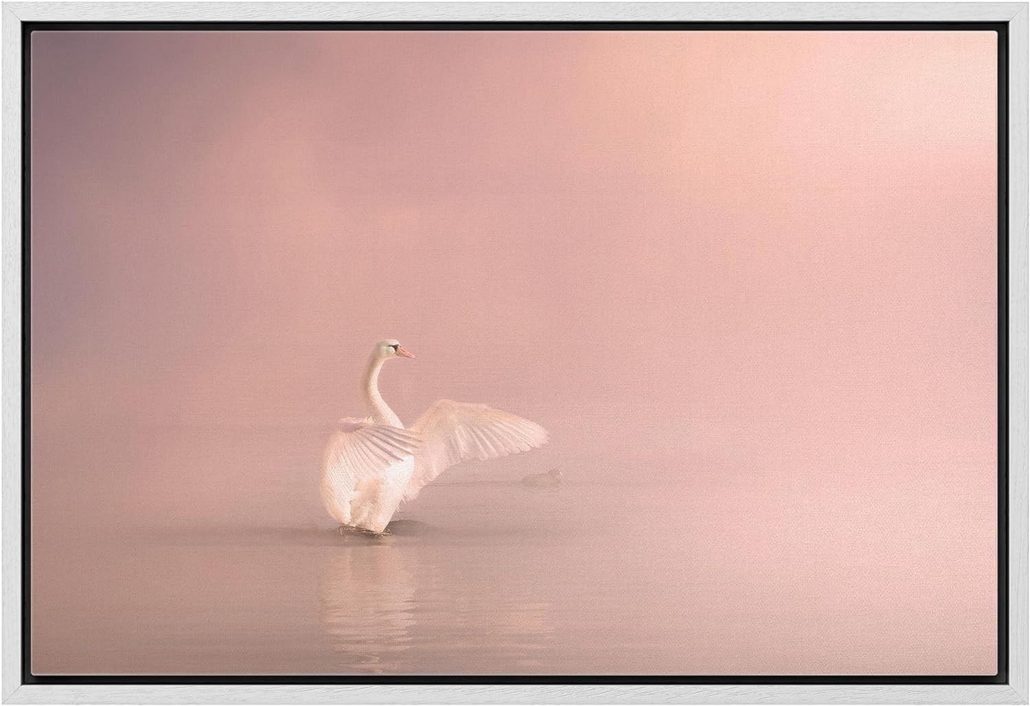 Wall26 Canvas Print Wall Art Swan in Pastel Pink Lake Landscape Nature ...