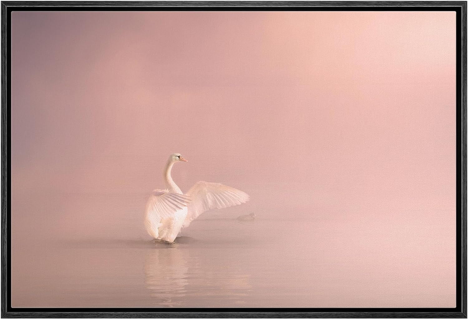 Wall26 Canvas Print Wall Art Swan in Pastel Pink Lake Landscape Nature ...