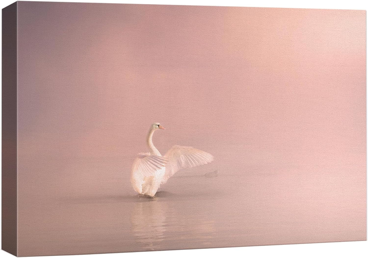 Wall26 Canvas Print Wall Art Swan in Pastel Pink Lake Landscape Nature ...