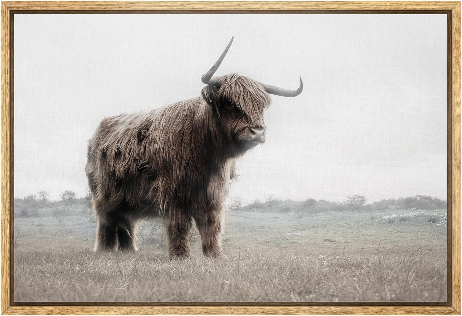Wall26 Canvas Print Wall Art Washed Out Landscape Shetland Cow Nature ...