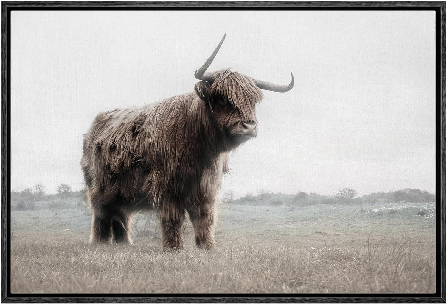 Wall26 Canvas Print Wall Art Washed Out Landscape Shetland Cow Nature ...