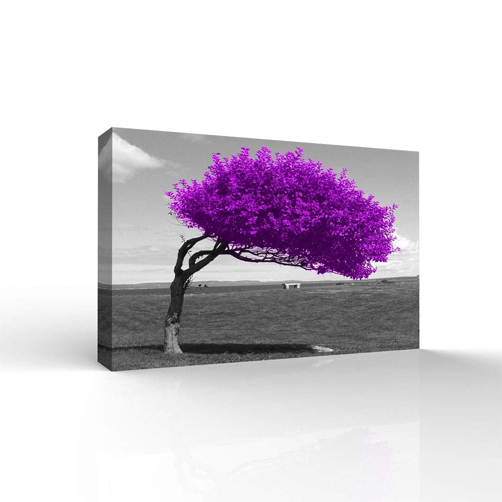 Wall26-Canvas Wall Art-Black and Purple Tree-Giclee Painting Wall ...