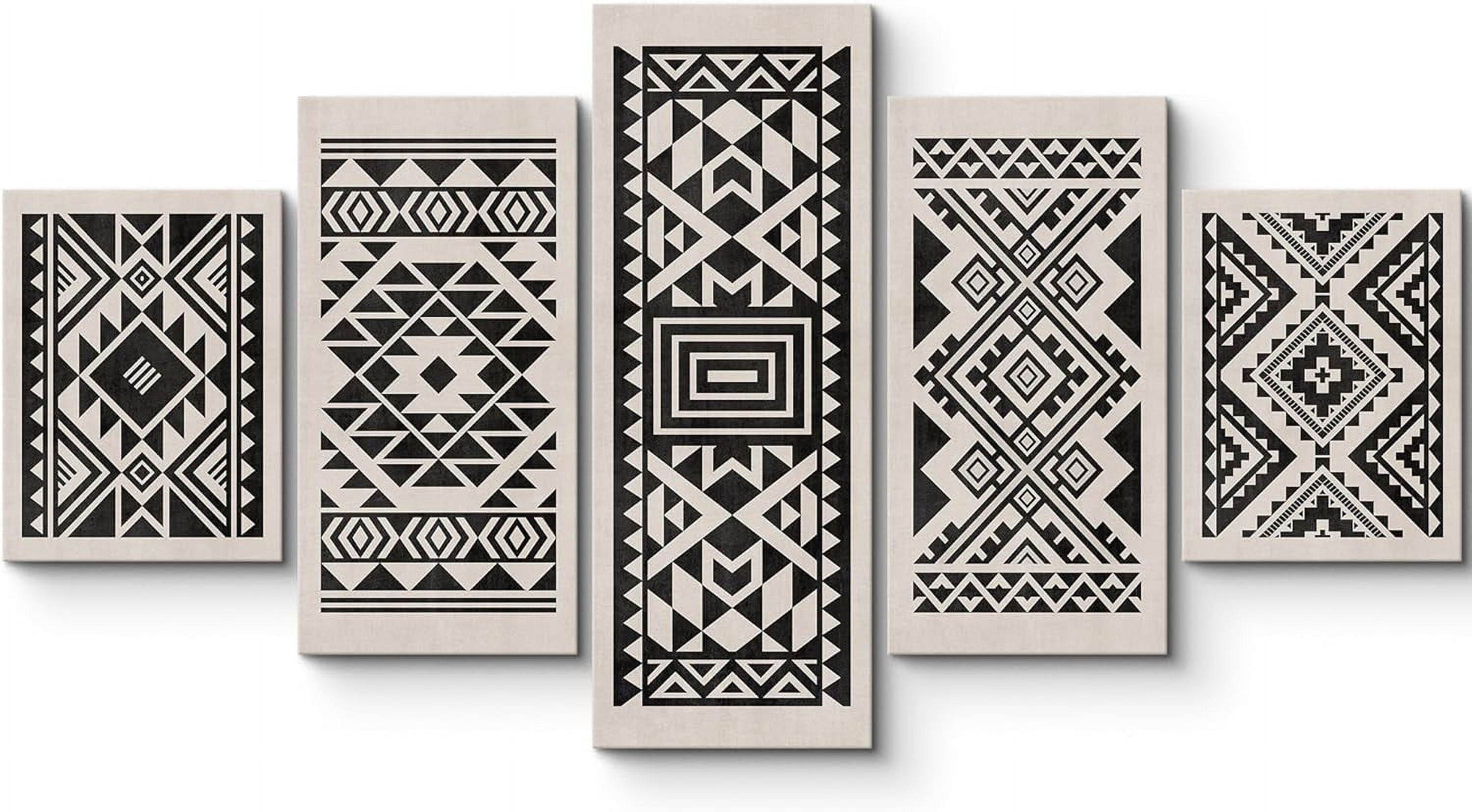 Wall26 Five-part Splicing Canvas Wall Art, Black Rhombus Geometric ...