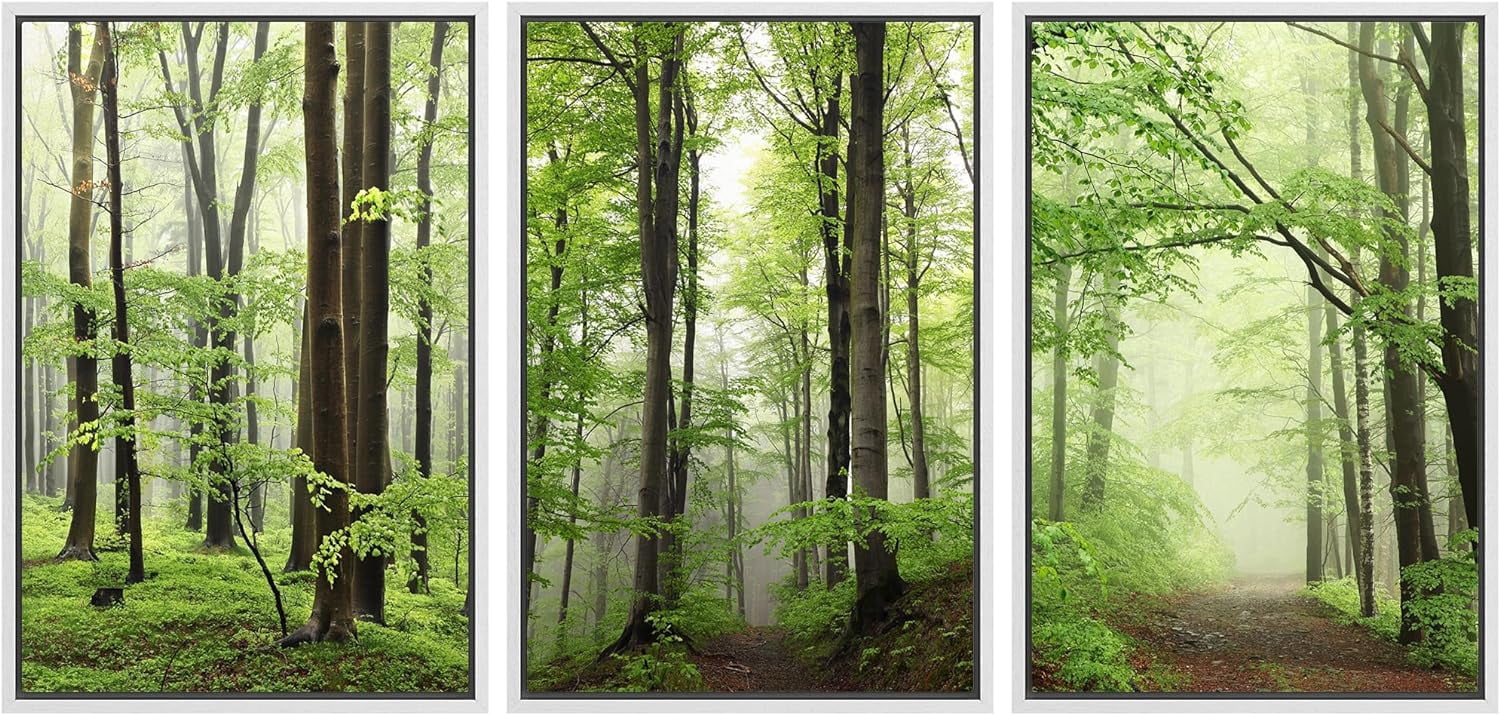 Wall26 Framed Prints Canvas Wall Art Set of 3 Vibrant Green Spring ...