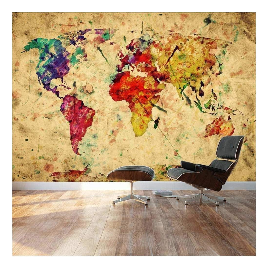 Wall26 Large Wall Mural - Grunge/Vintage World Map | Self-adhesive ...