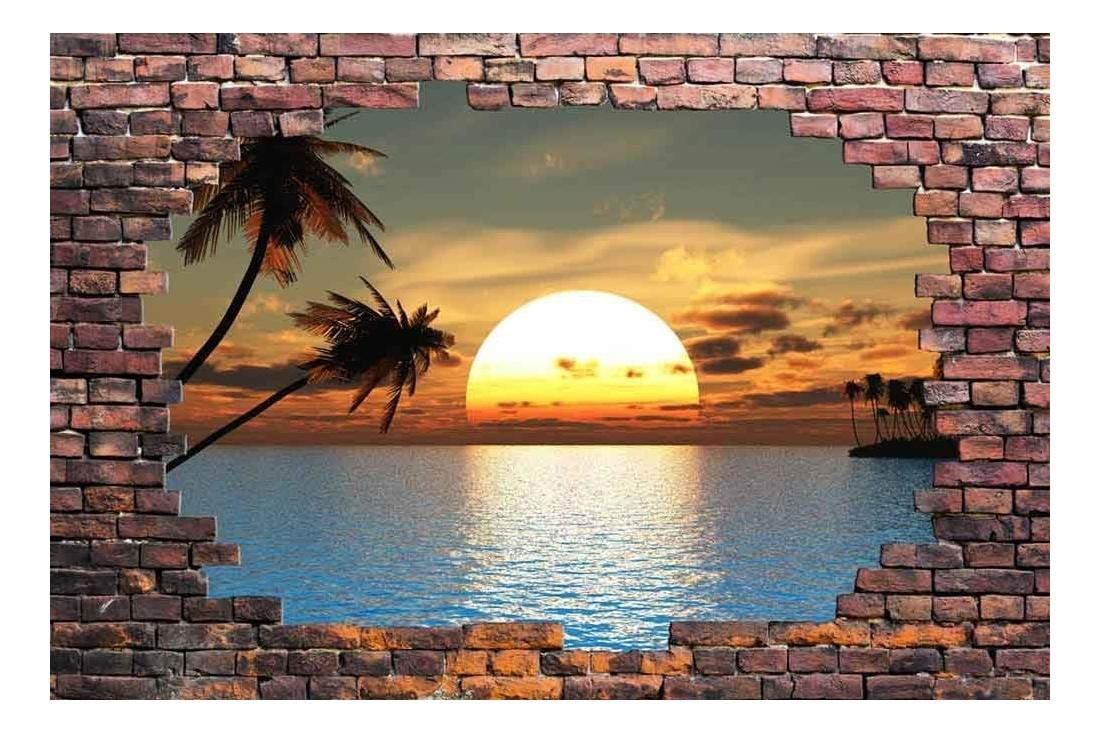 Wall26 - Large Wall Mural - Sunset at Tropical Sea Viewed Through a ...