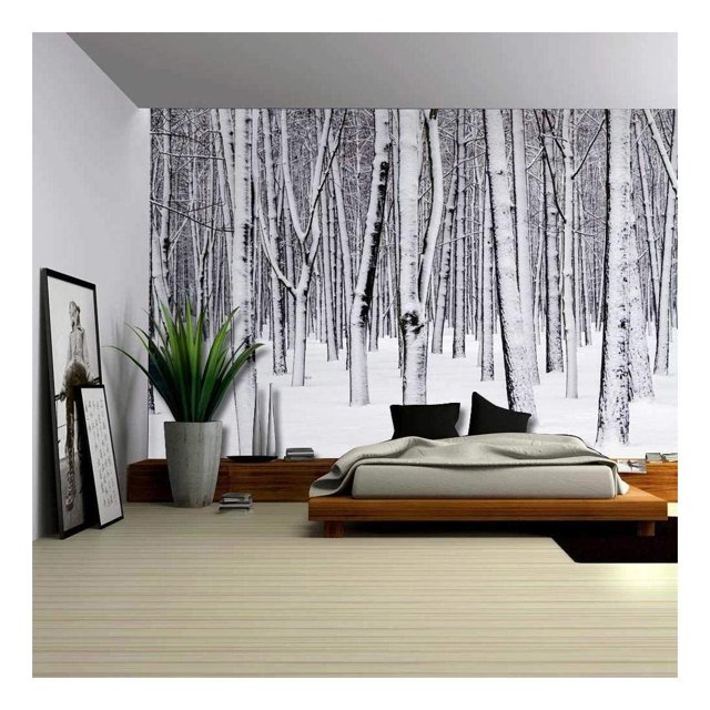 Wall26 - Mural of a Forest Covered in a Blanket of Snow - Wall Mural ...