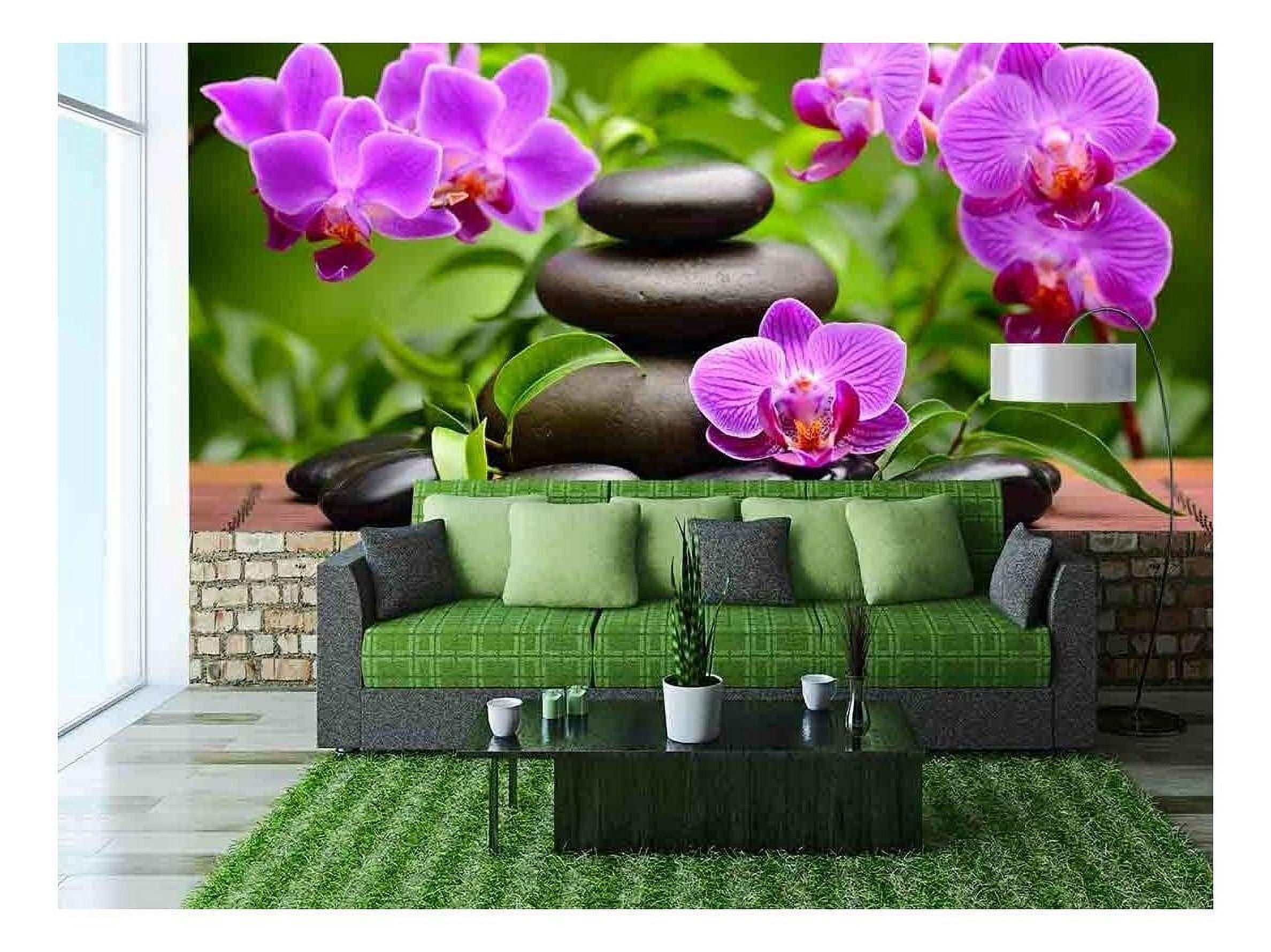 Wall26 - Zen Basalt Stones and Purple Orchids - Canvas Art Wall Decor ...
