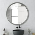 WallBeyond 32'' Round Decorative Mirror in Gray, Versatile Wood Frame ...
