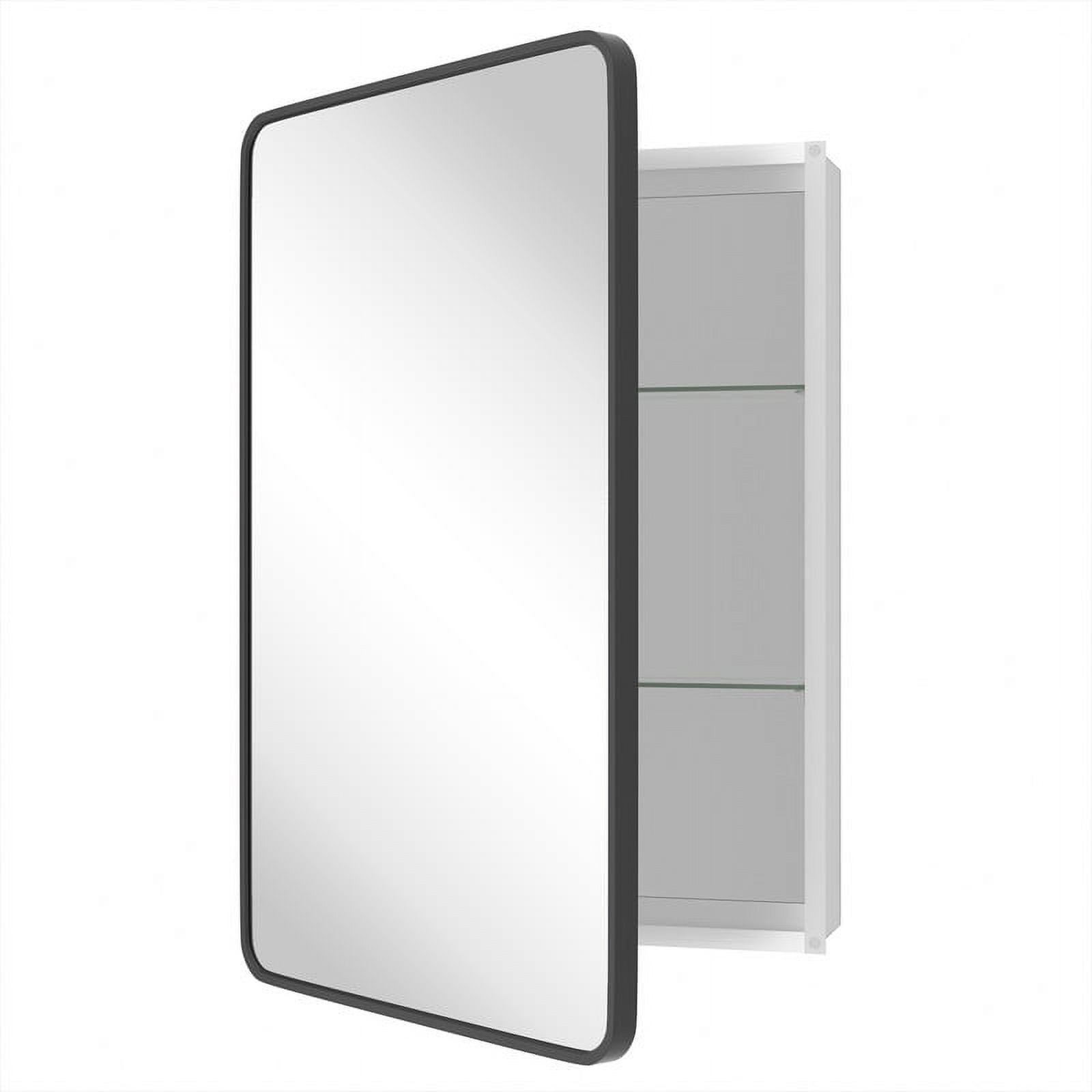 WallBeyond Aluminum Medicine Cabinet with Mirror Round Corner Rectangle ...