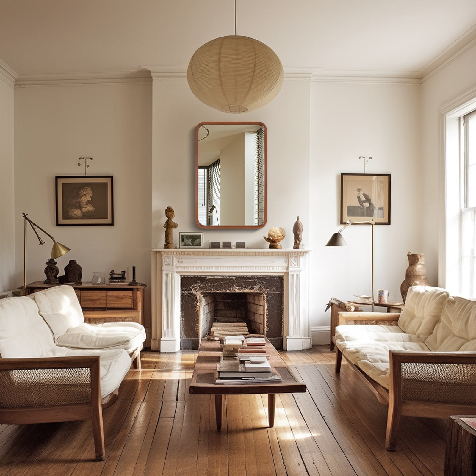 WallBeyond Solid Wood Frame Round Corner Rectangle Farmhouse Wall ...