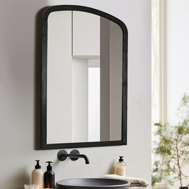 WallBeyond Wood Frame Rustic Arched Wall Mirror for Bathroom or Living ...