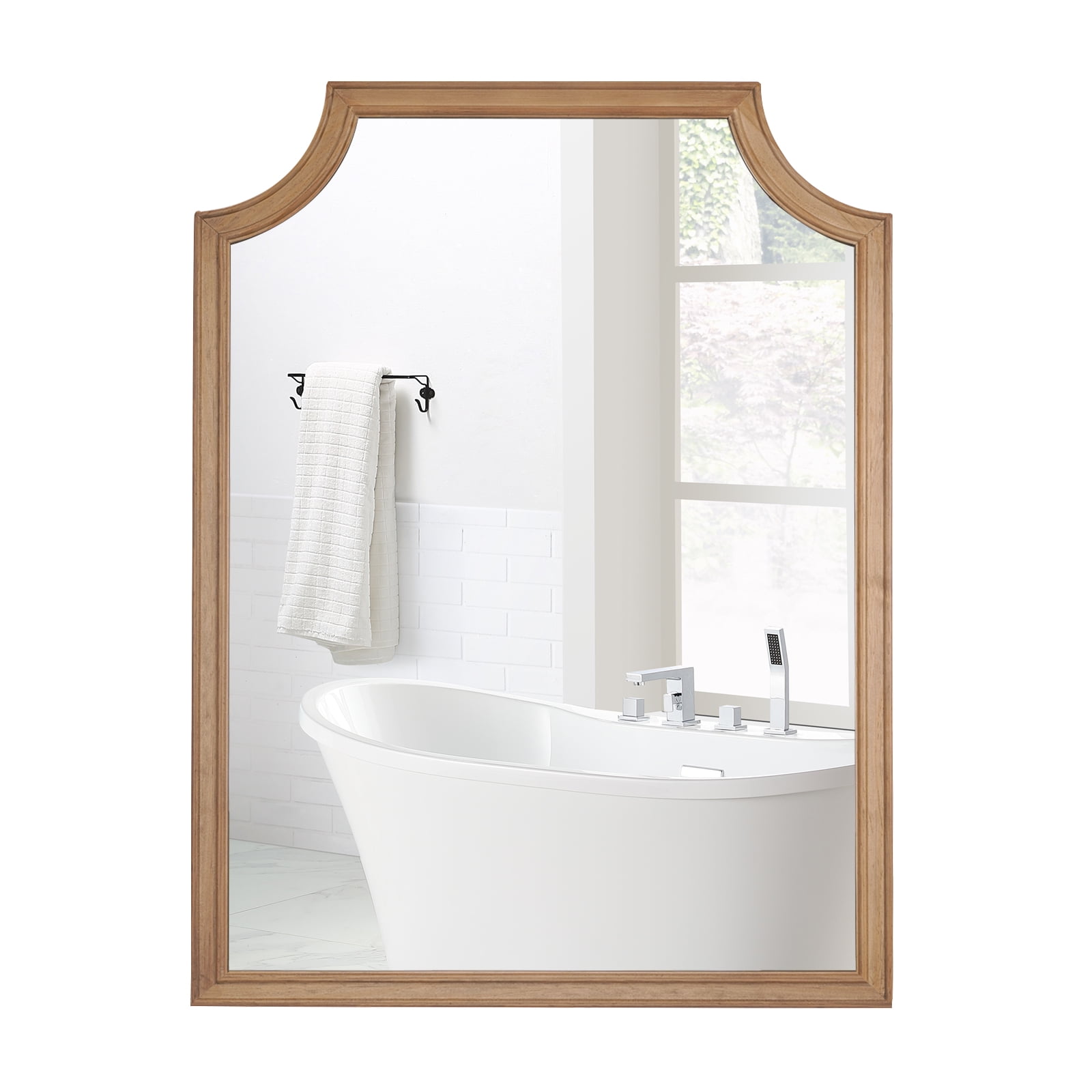 WallBeyond Wood Scalloped Corners Arch Rectangle Wall Mirror for ...