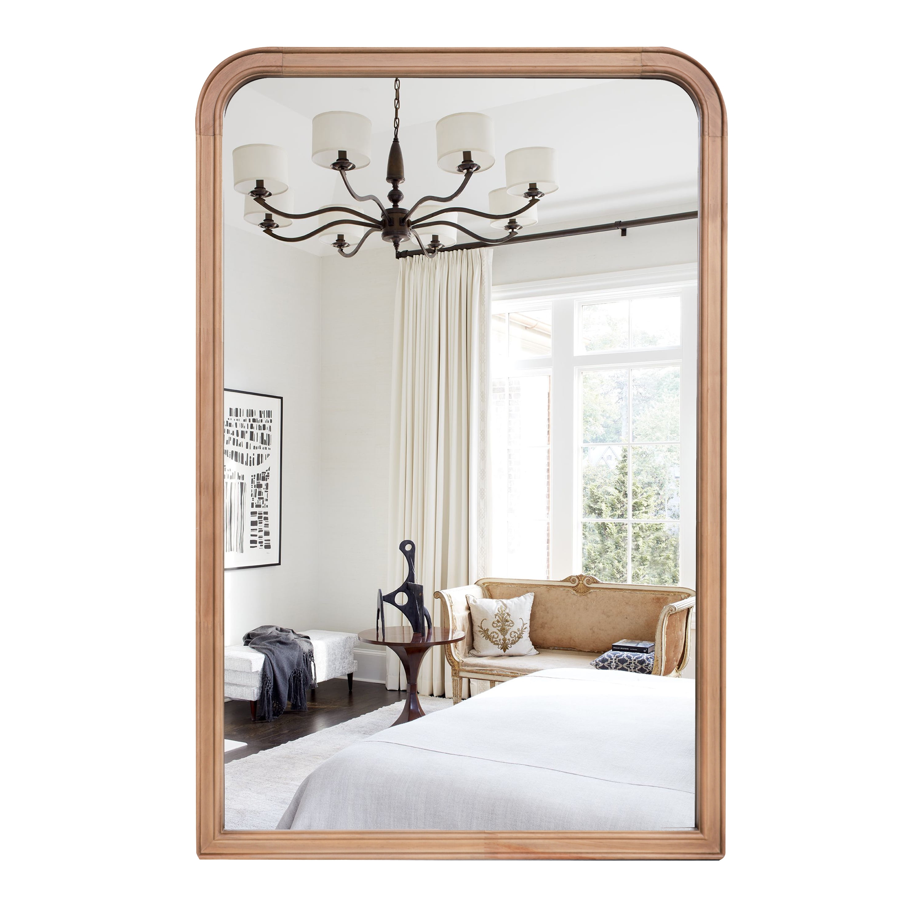 WallBeyond Wooden Arched Rectangle Wall Mirror for Farmhouse Styly Home ...