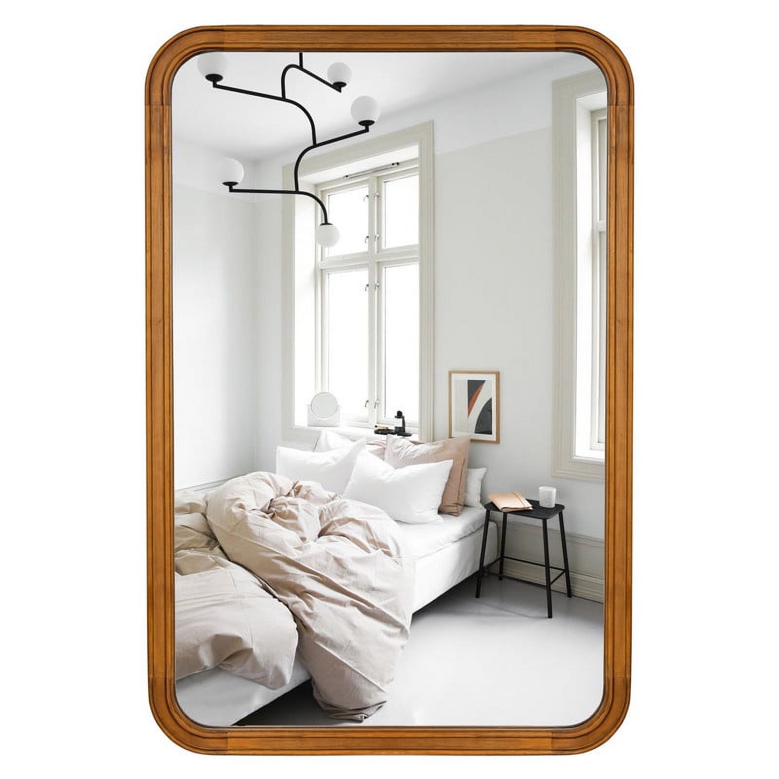 WallBeyond Wooden Frame Rectangle Farmhouse Wall Mirror for Bathroom ...