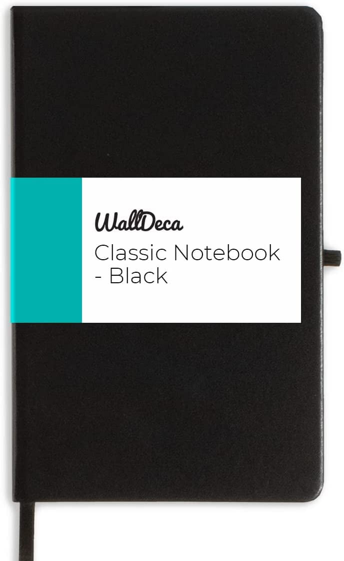 WallDeca Black Lined Notebook Journal | Hard Cover, 240 Pages, Ruled 8. ...