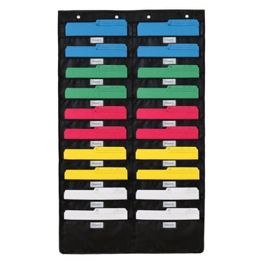 TRU RED Hanging Folder Black Plastic Wall File Organizer with 7 Pockets ...