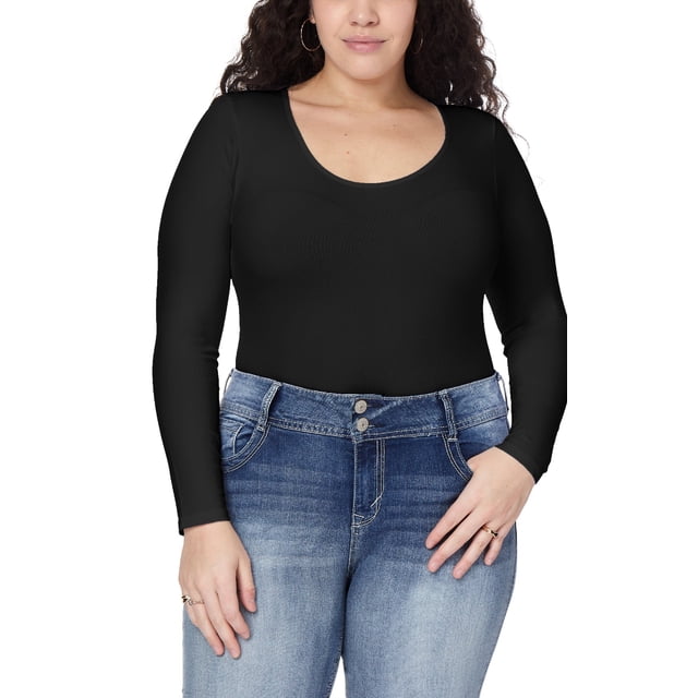 WallFlower Insta Smooth Women's Luna Scoop Neck Long Sleeve Bodysuit ...