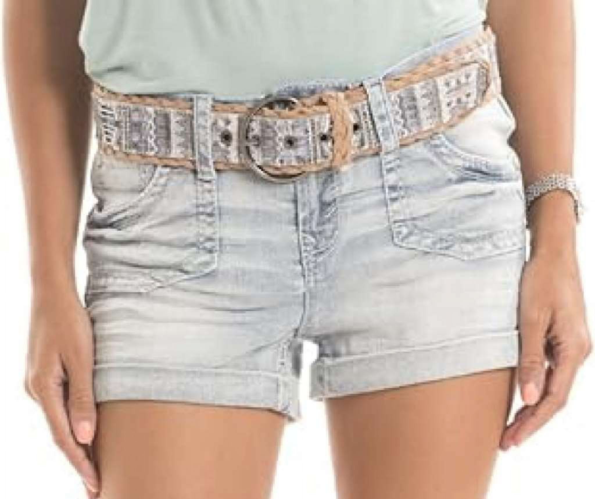 WallFlower Women's Legacy Luscious Curvy Denim Shorts Mid-Rise Bling ...