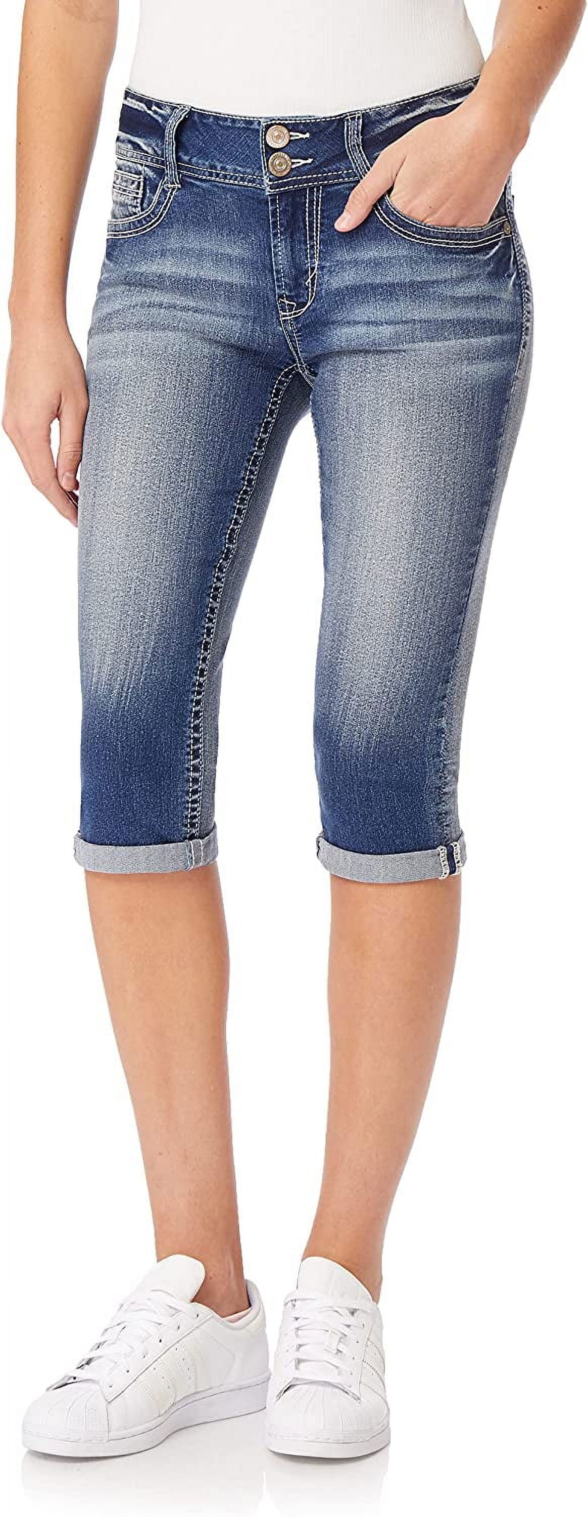 WallFlower Women's Luscious Curvy 17" Capri Mid-Rise Insta Stretch ...