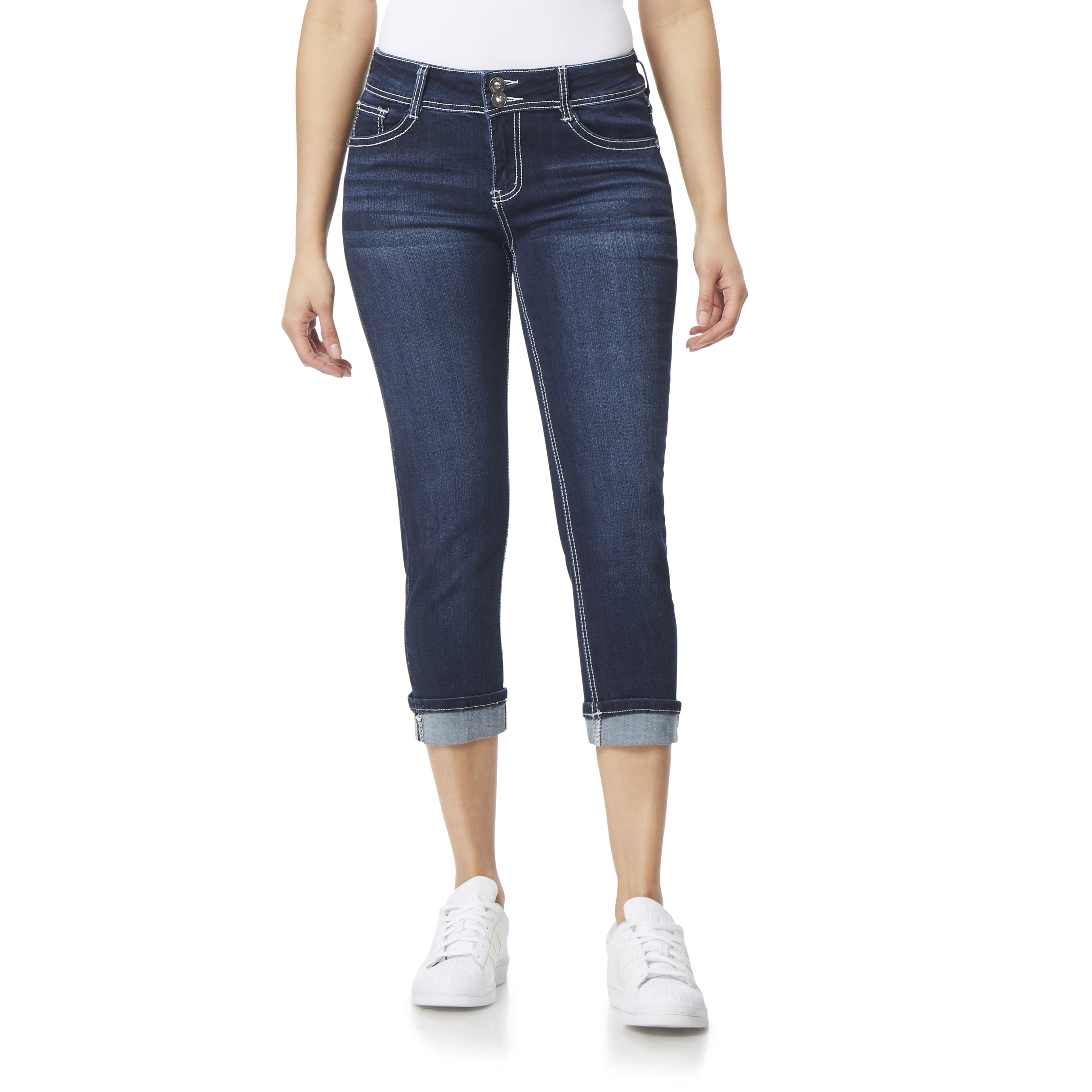 WallFlower Women's Luscious Curvy 23.5'' Crop Mid-Rise Bling Insta ...