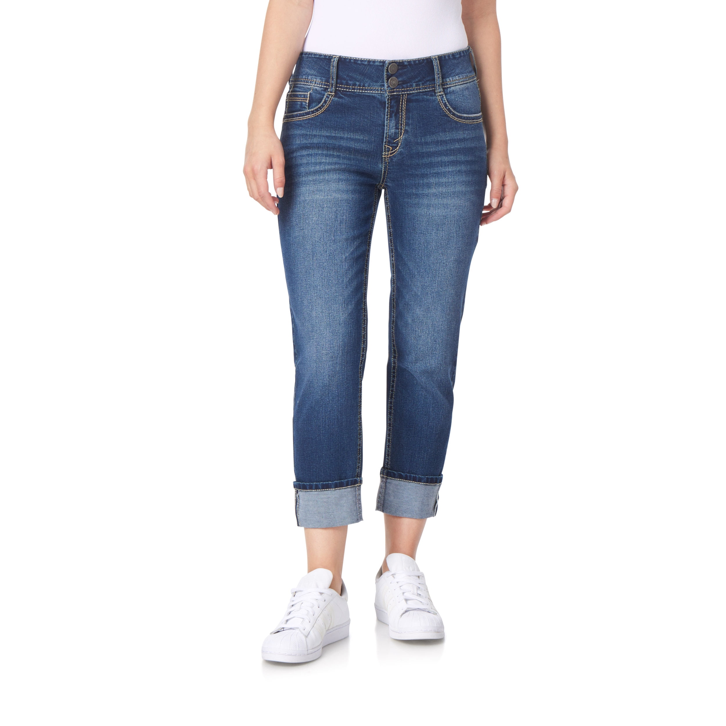 WallFlower Women's Luscious Curvy 23.5'' Crop Mid-Rise Bling Insta ...
