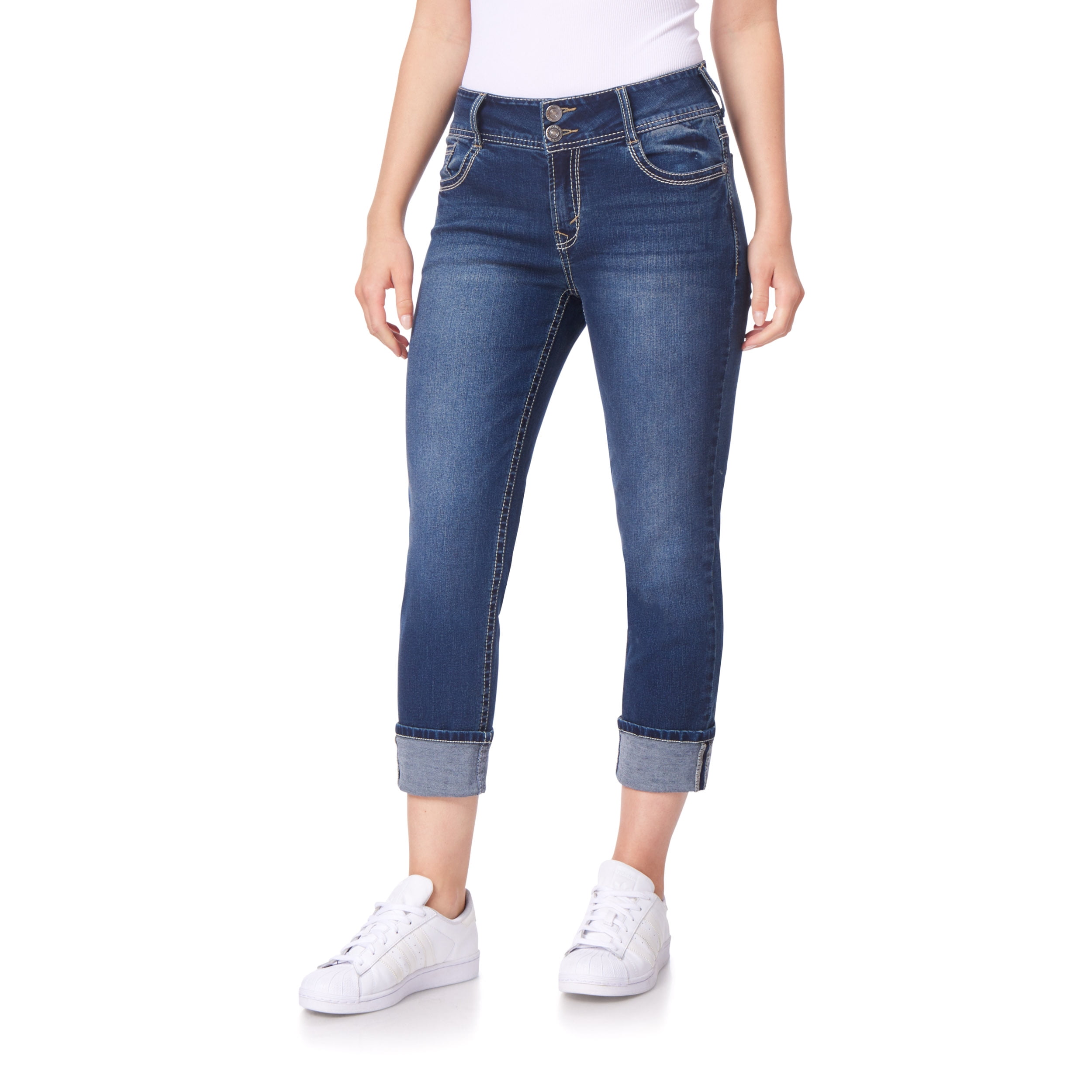 WallFlower Women's Luscious Curvy 23.5'' Crop Mid-Rise Bling Insta ...