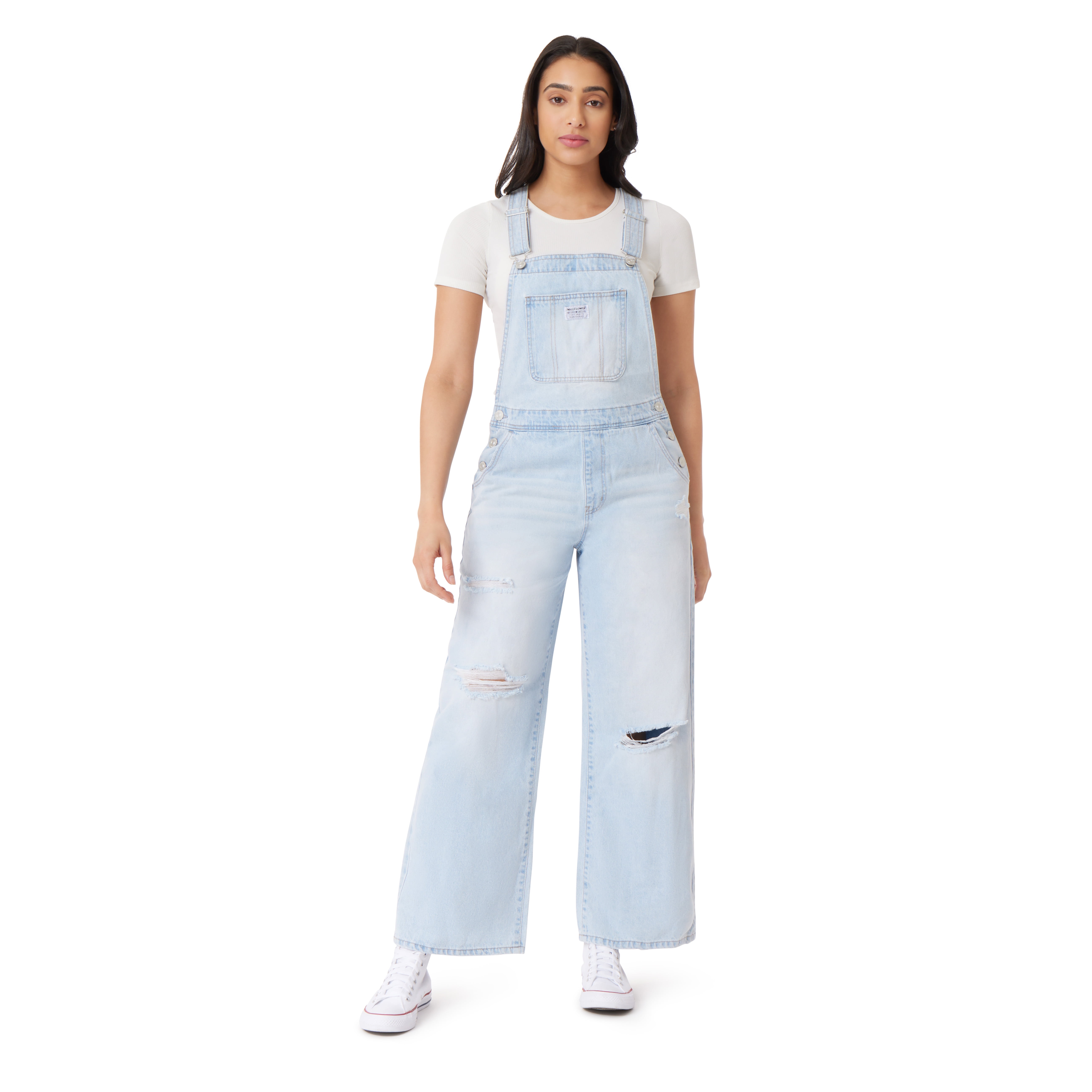 WallFlower Women's Loose Denim Fashion Overalls Juniors Plus Sizes ...