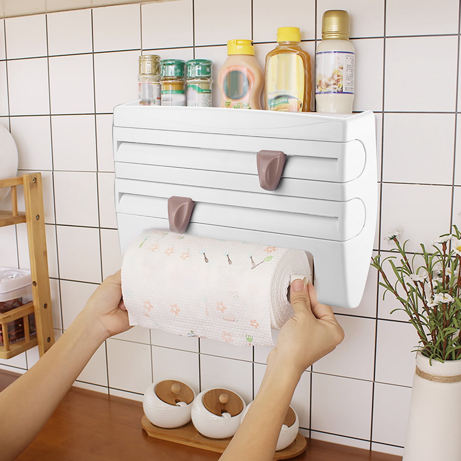 WallMount Sauce Bottle Storage Rack Paper Towel Bracket Preservative ...