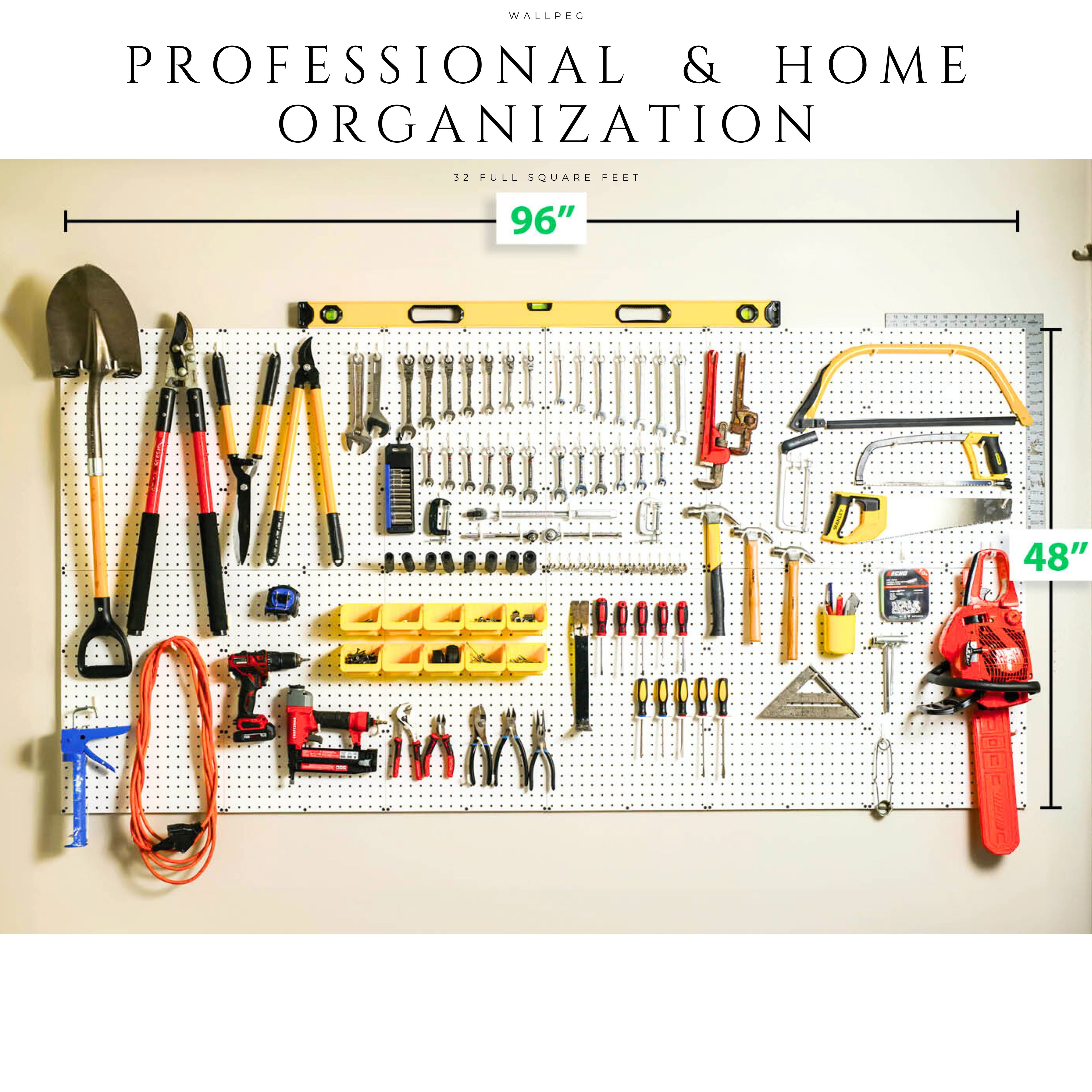 WallPeg Pegboard Wall Organizer Kit - (96"x32") Black Peg Board Panels ...