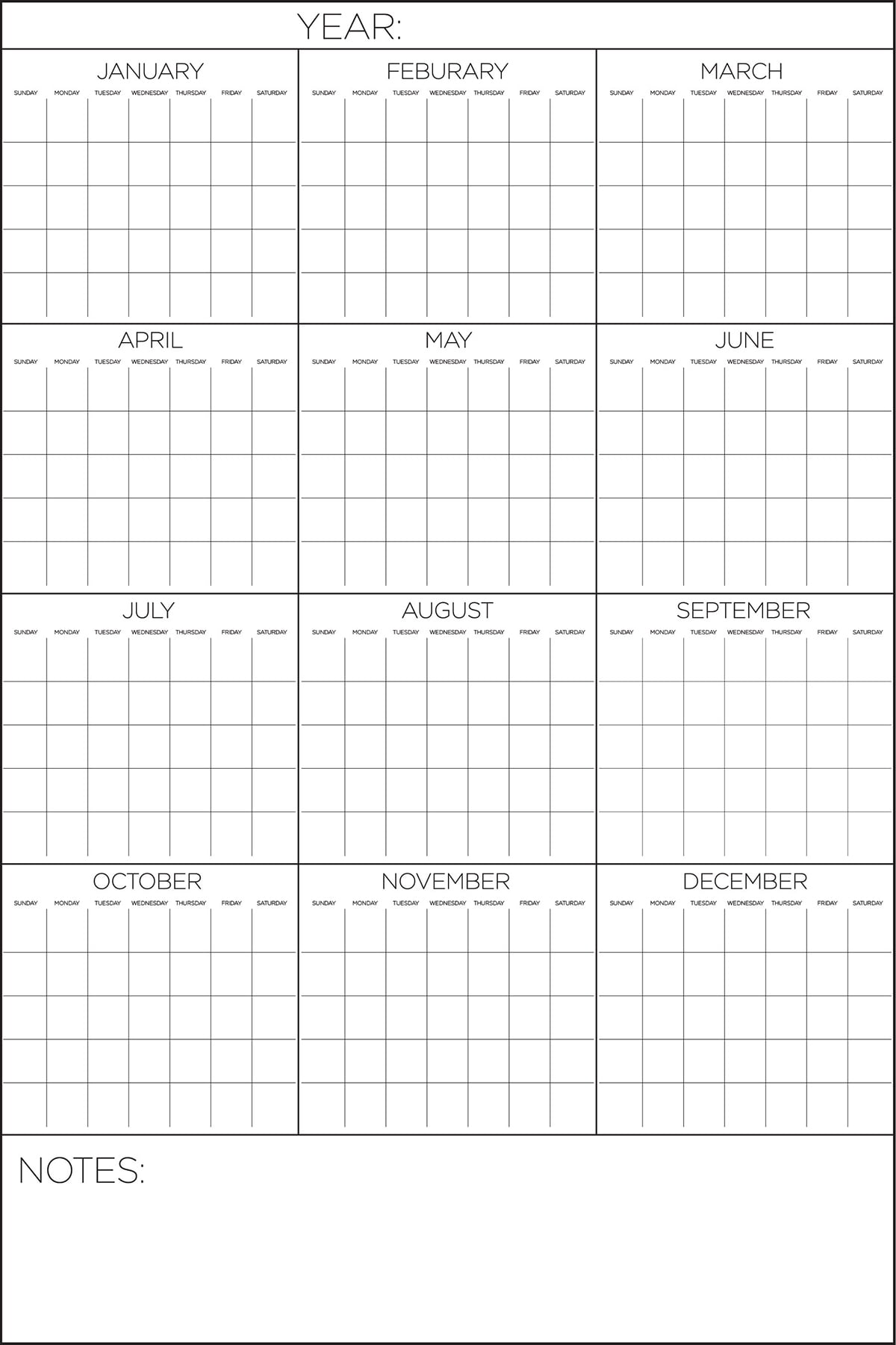 WallPops Yearly Calendar Wall Decal & Sticker - Walmart.com