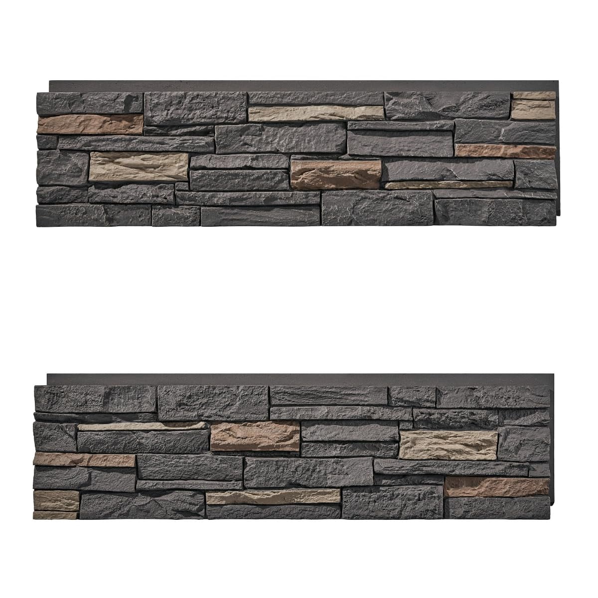 WallWell Iron Gray Premium Faux Stone Wall Panels, 46.25” x 12.88 ...