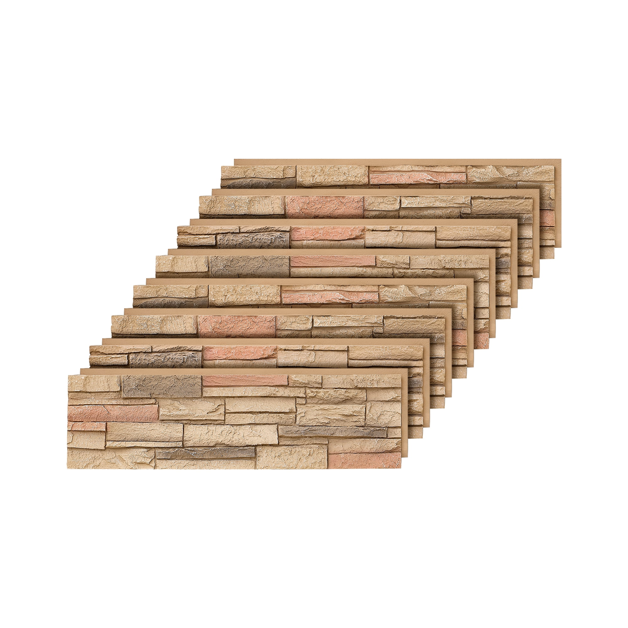 WallWell Sienna Dawn Artisan Hand-Painted Faux Stone Panels - 1.77 ...