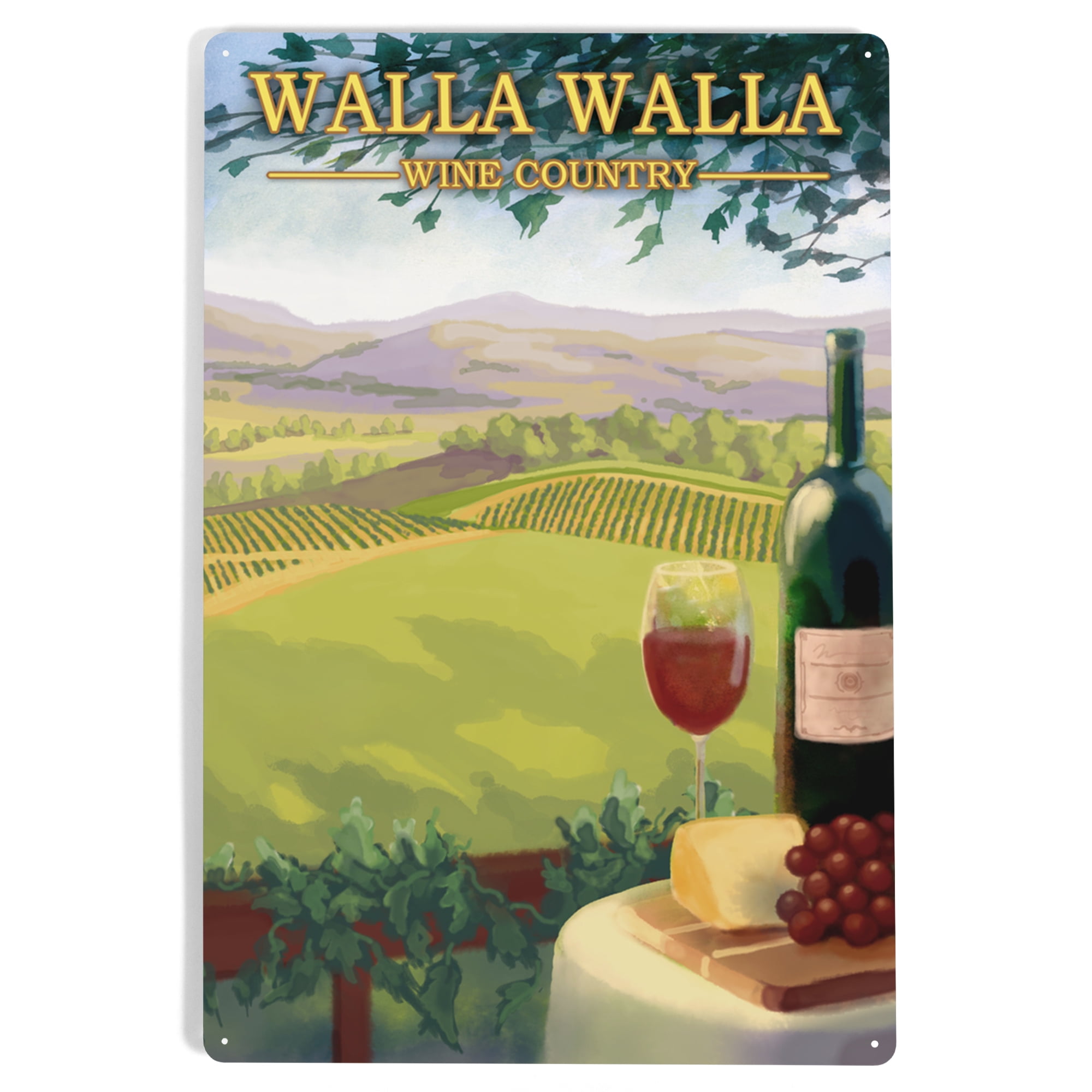 Walla Walla Wine Country (12x18 Aluminum Art, Indoor Outdoor Metal Sign ...